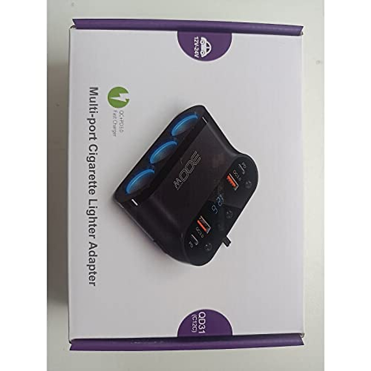 Cigarette Lighter Splitter Adapter 300W: Car 12v Splitter 3 Socket Car Charger Extension Dual PD USB C and 18W QC Ports 12Volt Power Outlet with Button Switch LED Voltmeter for GPS Dash Cam Car Heater