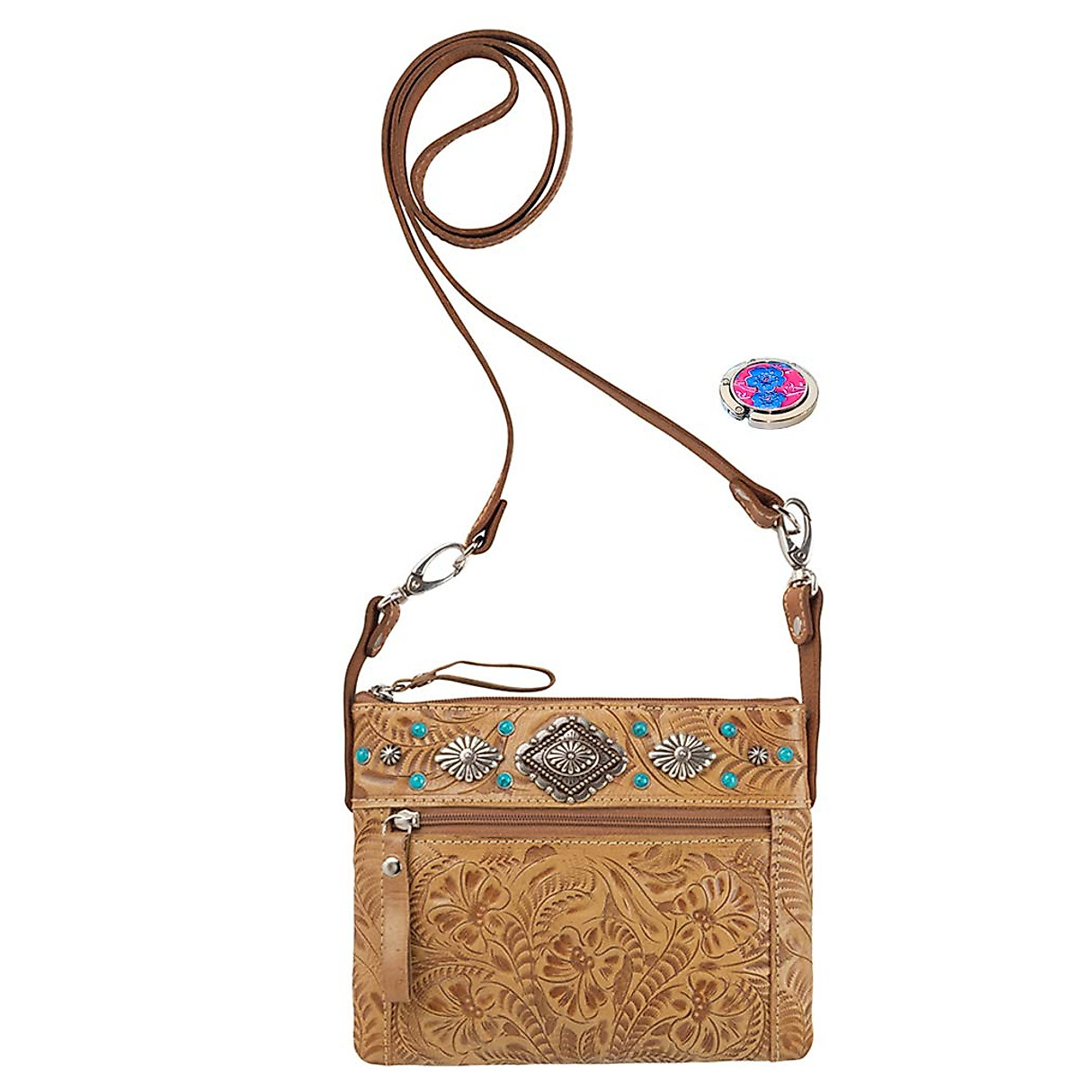 American West Women's Trail Rider Crossbody Bag Tan One Size