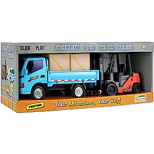 Click N' Play Forklift & Truck Play Set | Toy Truck Machines, Farm/Construction Toys, Dump Truck, Vehicle | Baby Boy Toys, Toddler Car, Toddler Toy Trucks, Little Boy Toys | Toy Car Gifts for Boys