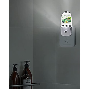 St. Patrick's Day Night Light, LED Plug in Night Light, Black White Checkered Green Truck Clover Gold Night Lights with Dusk to Dawn Sensor Decorative Kids/Adults Nightlight for Bedroom Bathroom