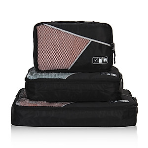 Hynes Eagle Travel Backpack 40L Flight Approved Carry on Backpack Red Violet with Black 3PCS Packing Cubes Set