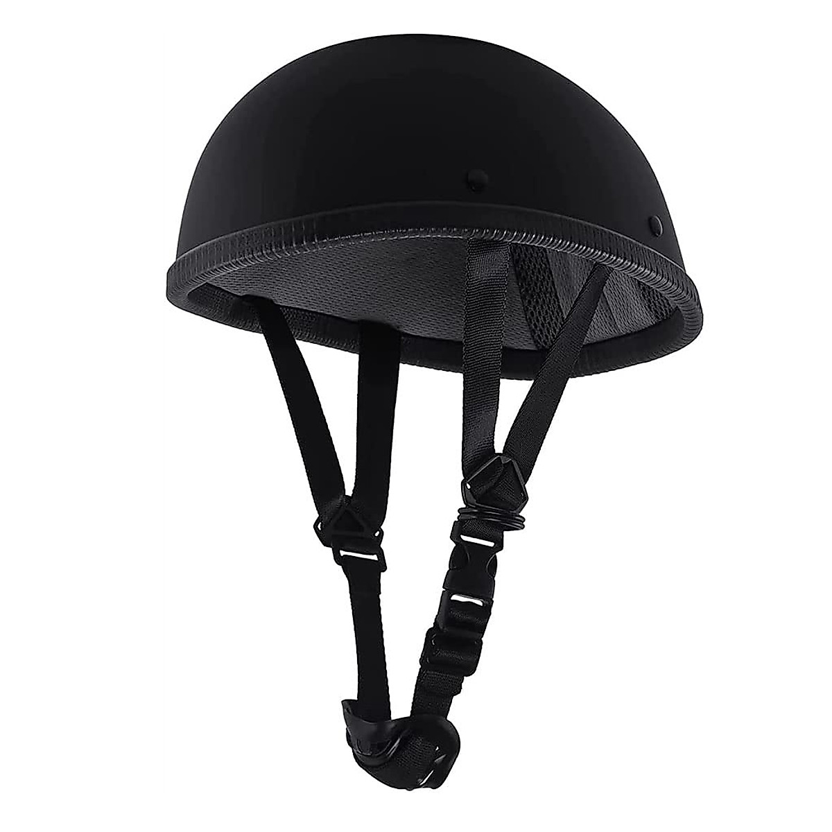 Beanie Motorcycle Half Helmets, Ultra-Thin Breathable Moped Open Face Helmet for Men Women, Low Profile Skull Cap Novelty Small Helmet DOT Approved for Scooter Cruiser Chopper -Matte Black-M