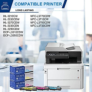 TN227 C/M/Y Toner Cartridge 3 Pack (with chip): Compatible TN227 TN-227 Replacement for Brother MFC-L3770CDW L3710CW L3750CDW HL-3210CW 3230CDW 3270CDW 3290CDW DCP-L3510CDW L3550CDW Printer