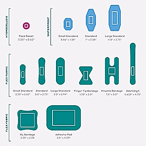 Welly Bandages - Handy Bandies | Adhesive Flexible Fabric Bravery Badges | Assorted Shapes for Minor Cuts, Scrapes, and Wounds | Colorful and Fun First Aid Tin for Fingers and Toes - 24 Count