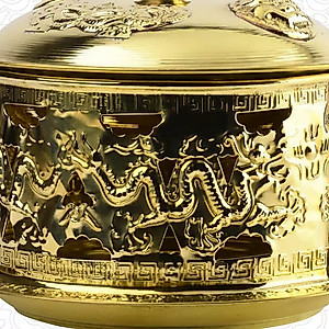 Chafing Dishes China Mongolian Multi-Person Hot Pot, Pure Copper Concentrated Beijing Meat Hot Pot, Environmentally Friendly and Hygienic, Suitable for Family Dinner (Color : Gold, Size : 30cm)