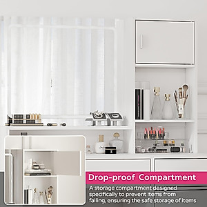 MIRROTOWEL Vanity Desk with Mirror and LED Light Strip,Dressing Table with Large Drawer, 3 Level Storage Dresser & 3 Lighting Modes Adjustable Brightness, Suitable for Bedroom