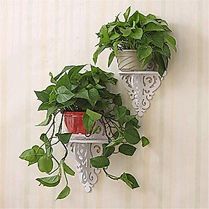 TANGIST Retro Style Set/2pcs Wall Mounted Plant Pot Holder Shelf, Small White Floating Shelves Home Organiser (Color : A, Size : One Size) Sundries Organizers