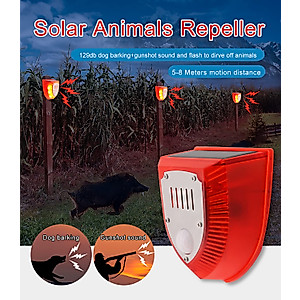 Solar Strobe Alarm Light: Solar Alarm Light with Motion Detector 129db Sound Security Siren Light IP65 Waterproof Outdoor Sensor Alarm for Home, Farm, Barn, Villa, Yard - Solar and DC Charge (1-Pack)