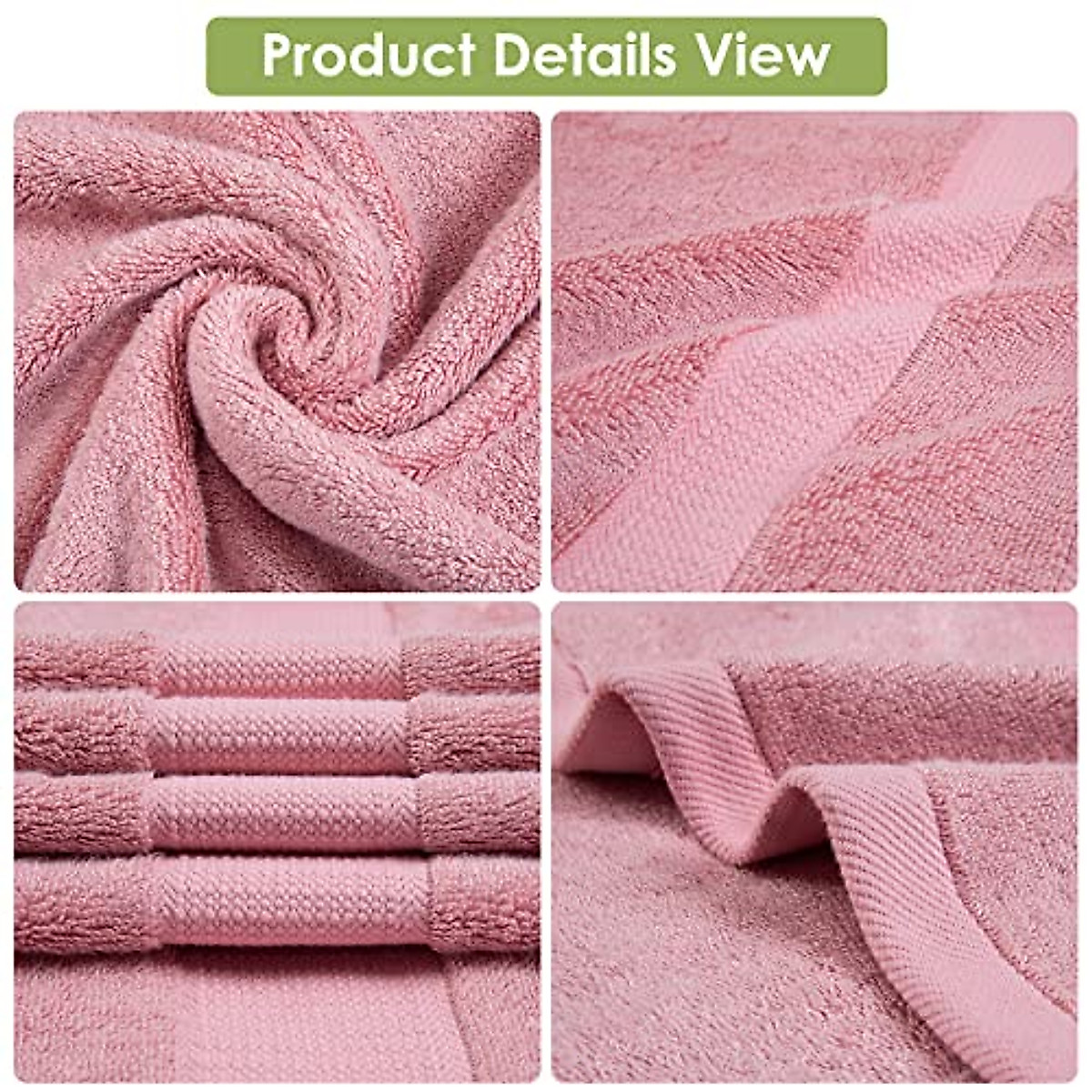 CANFOISON Bamboo Hand Towel for Face and Body, 2 Pack Pink Bathroom Hand Towel Set for Adult Kids Baby Luxury Super Soft Highly Absorbent Bathroom Towels 18" x 30"