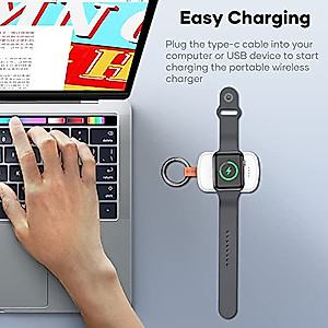 CKFN Portable Wireless Charger for Apple Watch, 1800mAh Power Bank Smart Keychain Gift with 4 LED Indicators, Magnetic iWatch Charger for Apple Watch Series 8,7,6,5,4,3,2,SE/Nike+/Hermes (White)