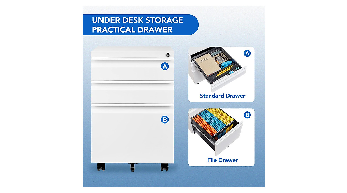 FLEXISPOT 3 Drawer Mobile File Cabinet - Efficient Storage
