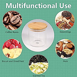 Glass Coffee Bean Container, 20 FL OZ (600 ML), [Thickened Version] Glass Food Storage Jar with Airtight Seal Bamboo Lid - Clear Food Storage Canister for Serving Tea, Coffee, Spice and More (600, Cylinder, 1, H-803)