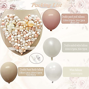 Pastel Pink Nude Balloon Garland Kit, SCMDOTI Double Stuffed Blush Pink Nude White Balloon Arch Garland Kit for Boho Party,Baby Shower Decoration,Birthday, Bridal Shower,Gender Reveal Party Deco