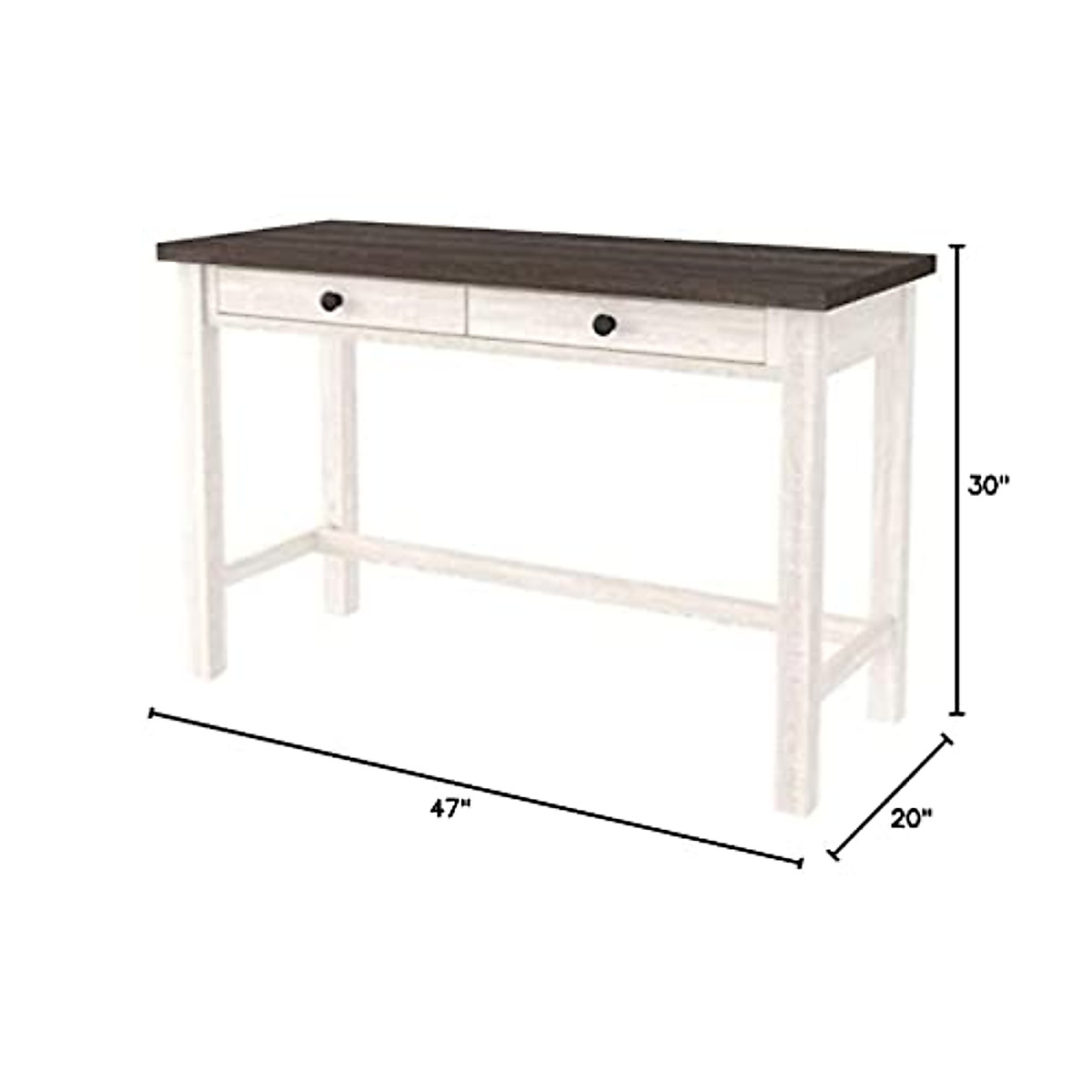 Signature Design by Ashley Dorrinson Modern Farmhouse 47" Home Office Desk with 2 Drawers, Whitewash