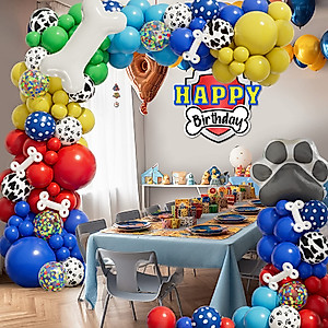 Bonropin 143pcs Paw Balloons Garland Arch Kit with Red Yellow Blue Puppy Paw Latex Balloons Bone Paw Print Foil Balloons for Dog Patrol Themed Birthday Party Supplies Baby Shower Decorations