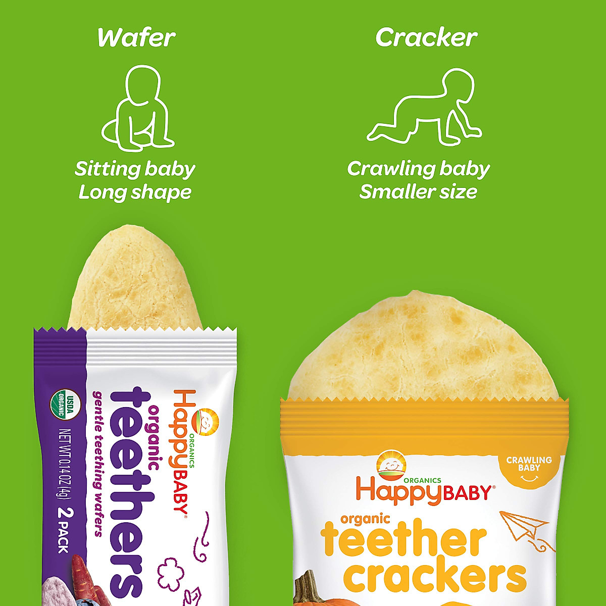 Happy Baby Organics Teether, Pea & Spinach, 12 Count (Pack of 6)