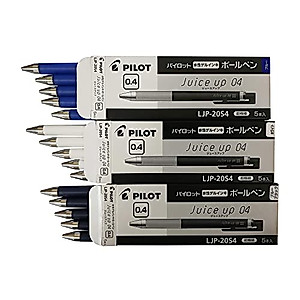 Pilot juice up 04 Retractable Gel Ink Pen, Ultra Fine Point 0.4mm, Navy Blue Black Ink, Value Set of 5