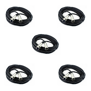 CBI MLC LowZ XLR Male to XLR Female Microphone Cable 5-Pack, 20 Feet