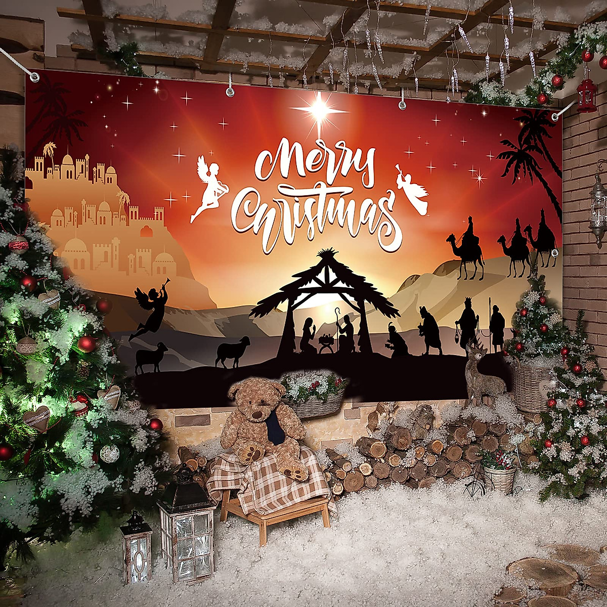 Extra Large Christmas Nativity Garage Door Banner - 6x13ft Backdrop for Xmas Holiday Party Decor