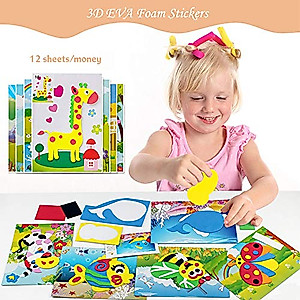 Ahua 3D EVA Foam Stickers for Toddlers 20PCS DIY Cartoon Animal Painting Stickers Preschool Art Class Drawing Sticker Puzzle Art Craft Kit for Kids Boys Girls Age 3,4,5
