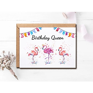 Birthday Queen - Birthday Card Flamingo - Happy Birthday Card For Women - Birthday Card For Her - Meaningful Greeting Cards.