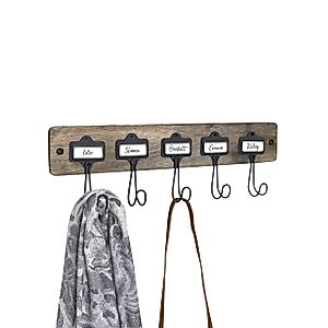 Spectrum Diversified Vintage Living™ Wall Mount 5 A-Hook w/Nameplates for Entryway Storage and Organization