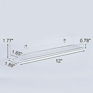 XOHYW Clear LP Vinyl Record Wall Mount Shelf, 6 Pack 12 inch Acrylic Album Record Holder Display Rack, Floating Shelves Perfect for Style Office Home