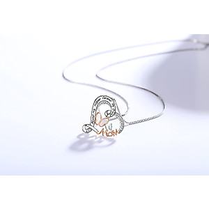 ASLBUNM Mom Necklace S925 Sterling Silver Mother Daughter Butterfly Always My Mother Forever My Friend Love Heart Pendant Necklaces Jewelry Grandmother Mom Gift