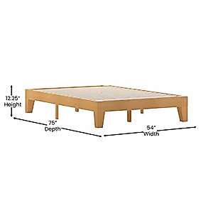 Flash Furniture Evelyn Wooden Platform Bed - Natural Pine Finish - Full - Wooden Slat Support - No Box Spring Required - Easy Assembly