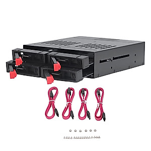 Tangxi 4 Bay HDD Cage 2.5in SATA Ⅰ, SATA Ⅱ, SATA Ⅲ, HDD,Hard Disk, SSD, 5.25in Drive Tray, Computer PC Case Internal 4 Bay 9.5mm 12.5mm Thick Bottom Hard Drives SSDs 6Gbps for Wins