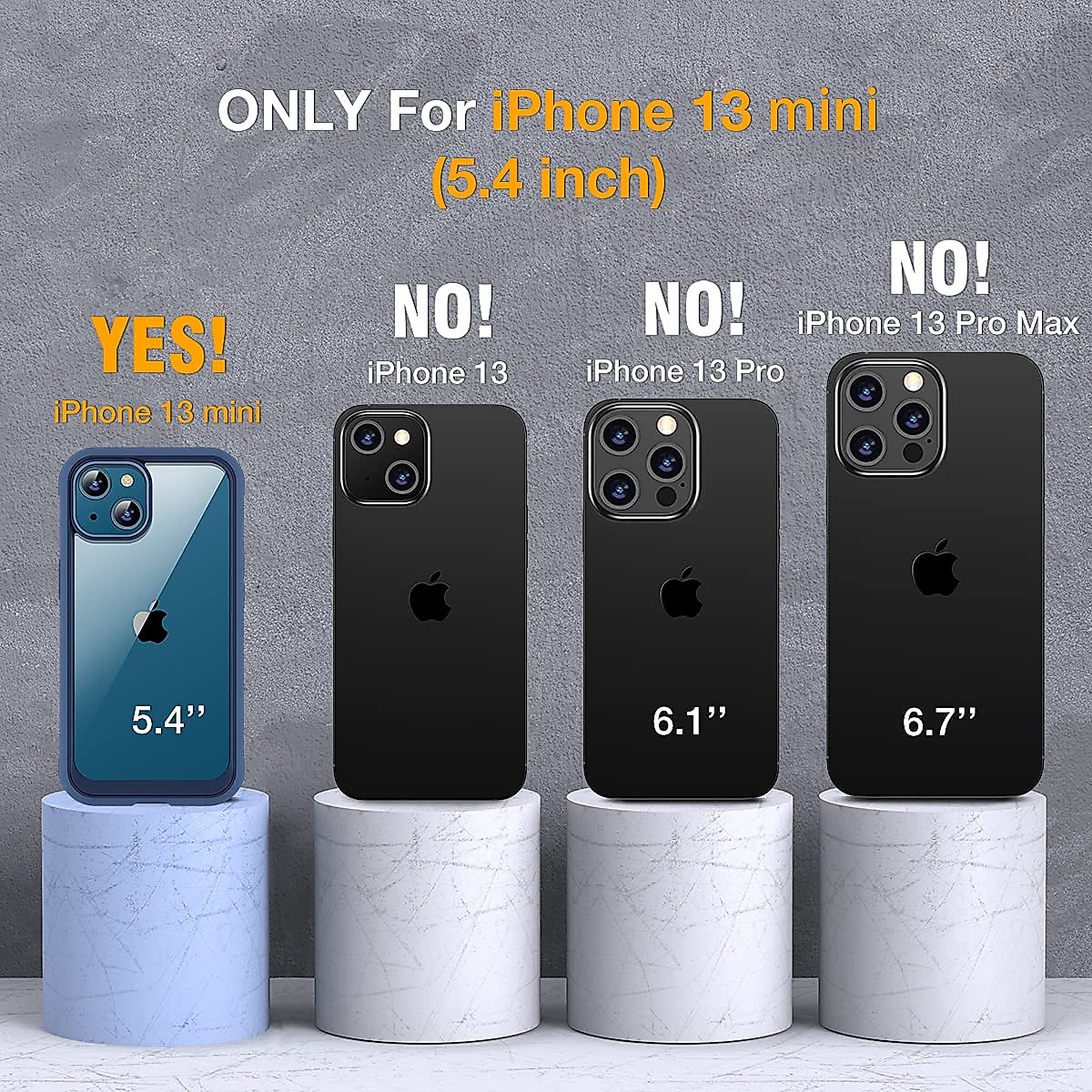 Miracase Compatible with iPhone 13 Mini case 5.4 inch, 2023 Upgrade Full-Body Glass Clear Case Bumper Case with Built-in 9H Tempered Glass Screen Protector for iPhone 13 Mini, Dark Blue