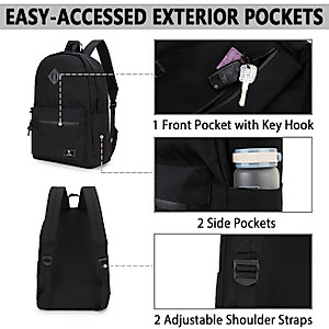 VX VONXURY Backpack for Men Women,15.6 Inch Water-resistant School Bookbag Casual Travel Daypack for Teen Boys and Girls Black