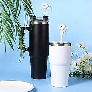 6pcs Silicone Anti-Leaking Stoppers, Spill Proof Stopper Compatible with Stanley, White Cloud Shaped Straw Covers Reusable Dust-Proof Straw Tips Cover for Stanley 40oz 30 oz Tumbler