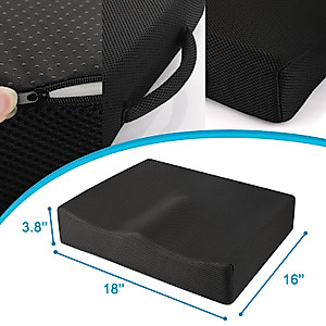 ZAUXO Memory Foam Seat Cushion: Office Chair Cushion, Seat Cushion for Tailbone, Sciatica, Lower Back Pain Relief Butt Pillow for Car, Office Chair, Wheelchair, Extra Large