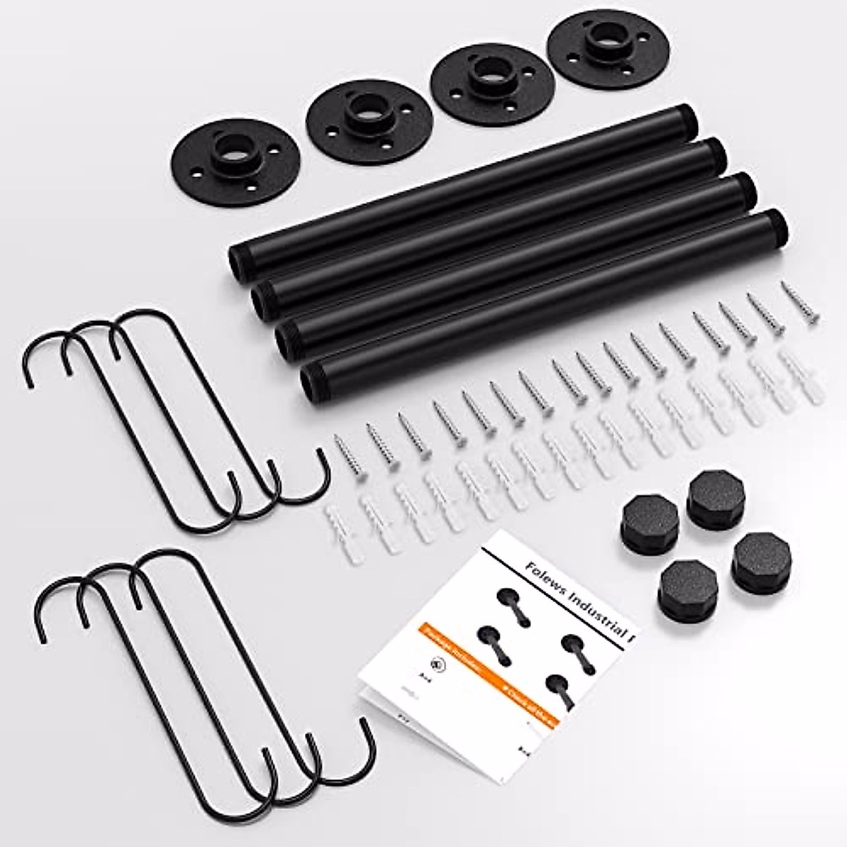 Industrial Pipe Closet Rod-13.45 Inch Wall Mounted Industrial Pipe Clothing Rack Heavy Duty Pipe Shelves for Hanging Clothes Coats Laundry Room Organizer Storage Hanger Shelf Space Saving (4Pcs )