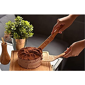 Natural Bamboo Wood Cake Knife and Serving Set, Patterned Serrated Knife and Spatula, Cake Cutting Set, Stylish and Elegant