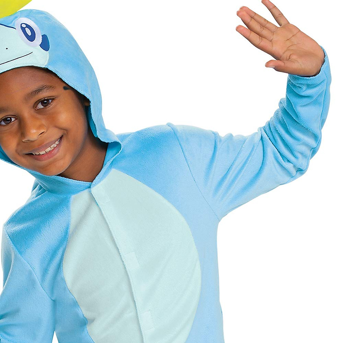 Sobble Pokemon Kids Costume, Official Pokemon Hooded Jumpsuit with Fin, Classic Size Large (10-12)