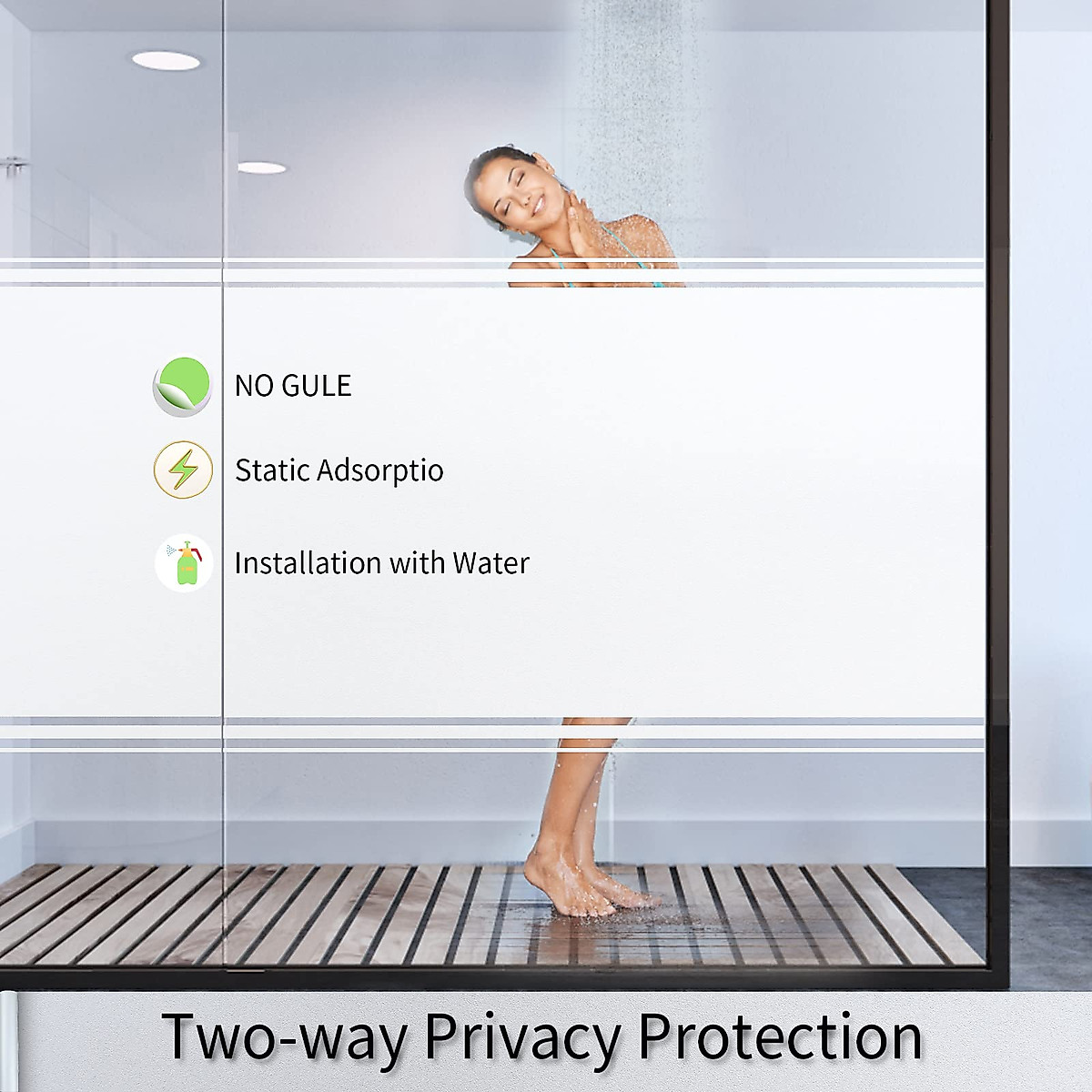 Frosted Glass Window Film with Tools,Reusable Window Privacy Film,Static Clings Window Film Kit for Home Bathroom and Office. (White, 17.5Inch×78.7Inch)