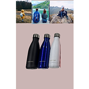 HOT-Chill Sports Water Bottle 12 oz Leak-Proof No Sweating BPA Free Reusable Vacuum Insulated Stainless Steel Water Bottles Double walled Coffee Thermos for women and Men Workout buddy. (Black)