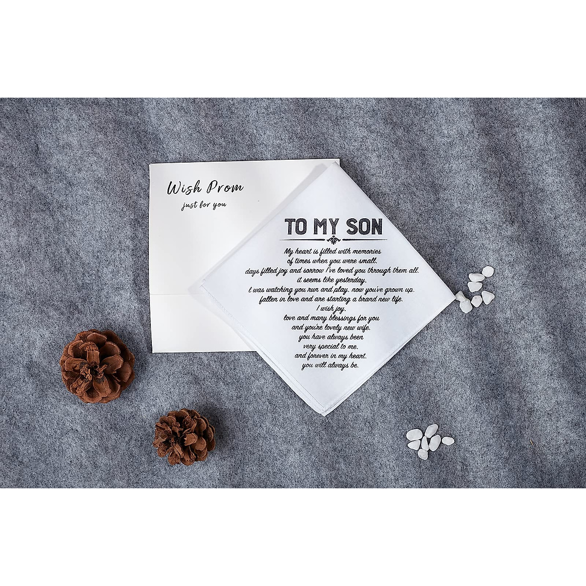 Wedding Handkerchief to My Son Gift from Mom or Dad, White Handkerchiefs from Parents in Wedding Keepsake For Perfect Moments