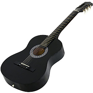 Smartxchoices 38" Kids Acoustic Guitar Bundle Kit for Starter Beginner Music Lovers, 6-String Folk Guitar with Gig Bag, Extra Set Steel Strings, Strap, Pitch Pipe and Pick, Black