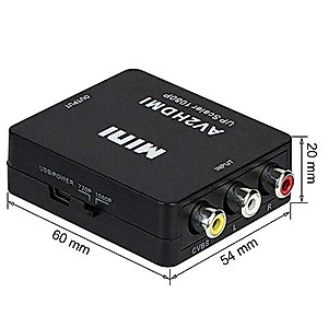 AV to HDMI Converter, RCA to HDMI, BD&M 1080P Mini RCA Composite CVBS Video Audio Converter Adapter Support PAL/NTSC for TV/PC/ PS3/ STB/Xbox VHS/VCR/Blue-Ray DVD Players - Black