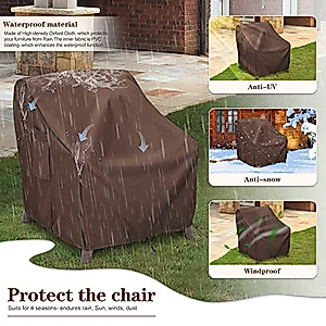 BRIVIC Patio Furniture Covers Waterproof for Chair, Outdoor Lawn Chair Covers Fits up to 33W x 34D x 31H inches(2Pack), Brown