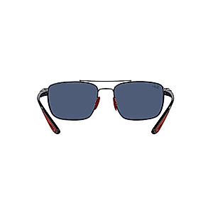 Ray-Ban RB3715M Scuderia Ferrari Collection Square Sunglasses, Gunmetal/Dark Blue, 58 mm