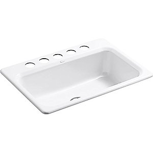 Kohler K-5832-5U-0 Bakersfield Undercounter Sink with Installation Kit, White