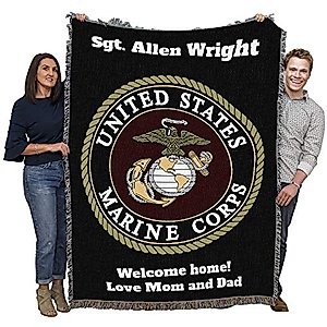 Pure Country Weavers US Marine Corps - Emblem Blanket - Personalized - Custom Gift Military Tapestry Throw Woven from Cotton - Made in The USA (72x54)