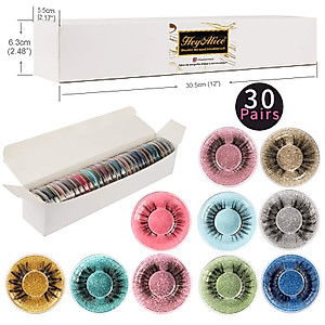 HeyAlice False Lashes Faux Mink Eyelashes 30 Pairs 10 Styles Wholesale Eye Lashes Pack 3D Volume Natural Look Wispy Fluffy Fake Eyelashes Bulk