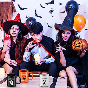 Uiifan 6 Pcs Halloween Mugs 10.8oz Good Morning Pumpkin and Hey Boo Coffee Mugs Good Morning Pumpkin and Hey Boo Ghost Ceramic Matching Mugs for Halloween