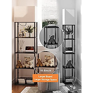 addlon Floor lamp with Shelves Pro Max, 5-Tier Modern Floor lamp with 3 Color Temperatures LED Bulb, Display Shelf lamp for Living Room, Bedroom and Office - Black…