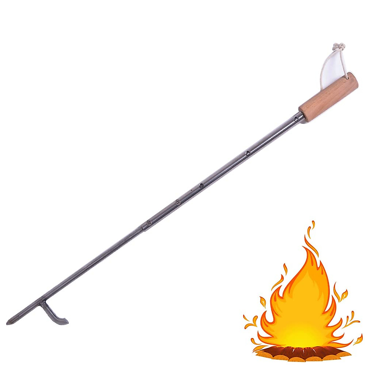 Extra Long Fire Poker - Adjustable 30/32/36/40 Inch Stainless Steel Campfire Stoker Tool for Fireplaces and Fire Pits